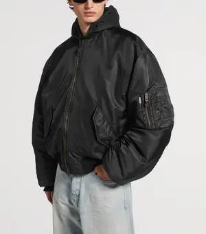 Balenciaga Oversized Hooded Bomber Jacket