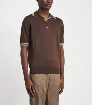 FIORONI CASHMERE Linen-cotton Polo Shirt