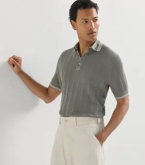 Brunello Cucinelli Cotton Rib-knit Polo Shirt