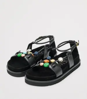 Loewe X Paula's Ibiza Pebble Beaded Sandals - Brown