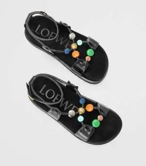 Loewe X Paula's Ibiza Pebble Beaded Sandals - Brown