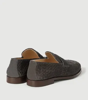 Brunello Cucinelli Woven Suede Loafers