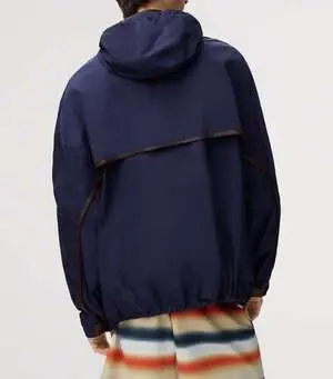 Loewe X Paula's Ibiza Leather-trimmed Hooded Jacket - Navy