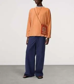 Loewe X Paula's Ibiza Cotton Satin Trousers - Navy