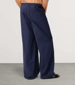 Loewe X Paula's Ibiza Cotton Satin Trousers - Navy