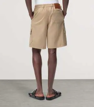Loewe X Paula's Ibiza Cotton-satin Cargo Shorts - Beige