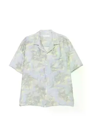 Maison Kitsuné Floral-print Short-sleeve Shirt - Blue