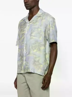 Maison Kitsuné Floral-print Short-sleeve Shirt - Blue