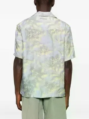 Maison Kitsuné Floral-print Short-sleeve Shirt - Blue