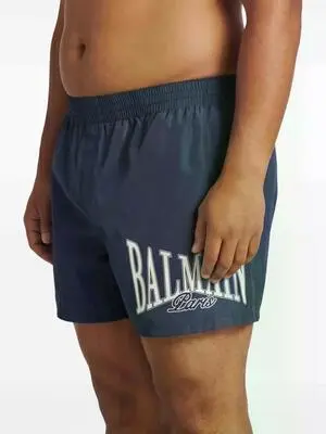 Balmain Logo-print Swim Shorts - Blue