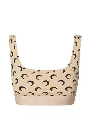 MARINE SERRE Beige Moon Print Sports Bra - Neutrals