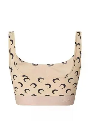 MARINE SERRE Beige Moon Print Sports Bra - Neutrals
