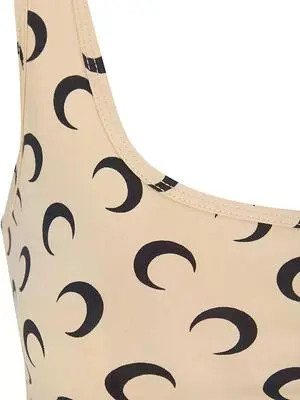 MARINE SERRE Beige Moon Print Sports Bra - Neutrals
