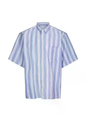 Comme Des Garçons Stripe-pattern Short-sleeve Shirt - Blue