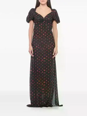 MAR DE MARGARITAS Floral-print Twist-detail Maxi Dress - Black