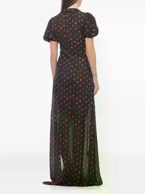 MAR DE MARGARITAS Floral-print Twist-detail Maxi Dress - Black