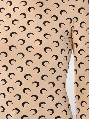 MARINE SERRE Crescent Moon Print Long Sleeve Top - Brown