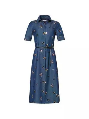 Altuzarra Sequin-embellished Floral-print Shirt Dress - Blue
