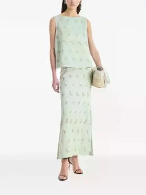Altuzarra Floral-embroidered Tie-side Top