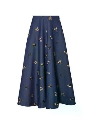 Altuzarra Sequin-embellished Floral-print Skirt - Blue