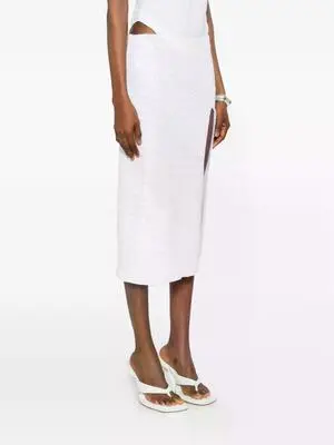 Oseree Sequin-embellished Midi Skirt - White