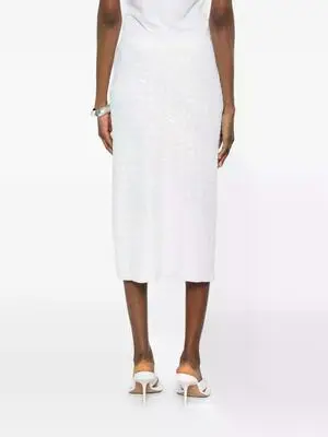 Oseree Sequin-embellished Midi Skirt - White
