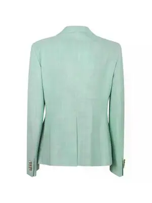 Tagliatore Double-breasted Slub-texture Blazer - Green