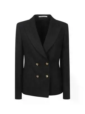 Tagliatore Double-breasted Textured Blazer - Black