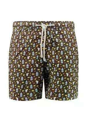 MC2 SAINT BARTH Graphic-print Swim Shorts - Brown