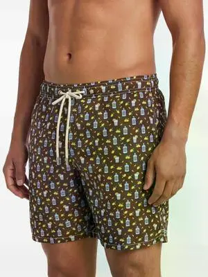 MC2 SAINT BARTH Graphic-print Swim Shorts - Brown