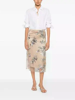 OTTOD'AME Sequin-embellished Midi Skirt - Neutrals