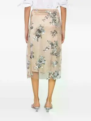 OTTOD'AME Sequin-embellished Midi Skirt - Neutrals