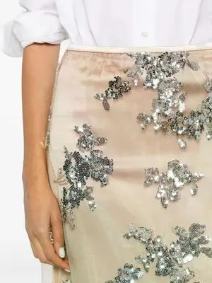 OTTOD'AME Sequin-embellished Midi Skirt - Neutrals