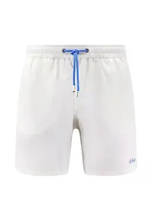 MC2 SAINT BARTH Embroidered Logo Drawstring Swim Shorts - White