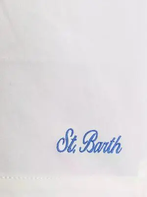 MC2 SAINT BARTH Embroidered Logo Drawstring Swim Shorts - White