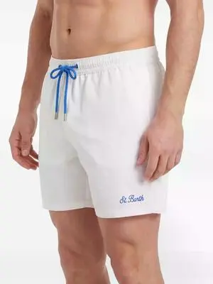 MC2 SAINT BARTH Embroidered Logo Drawstring Swim Shorts - White