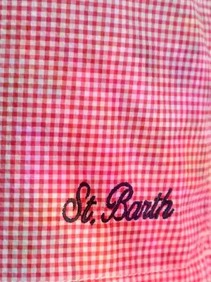 MC2 SAINT BARTH Gingham Check Swim Shorts - Red