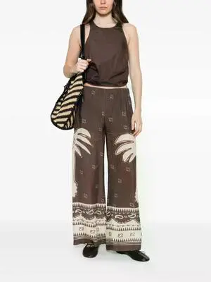 OTTOD'AME Palm-tree Print Palazzo Pants