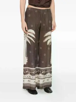 OTTOD'AME Palm-tree Print Palazzo Pants
