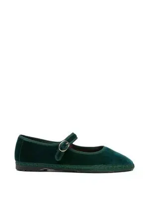 FLABELUS Leonor Velvet Ballet Flats - Green