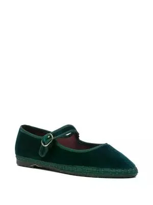FLABELUS Leonor Velvet Ballet Flats - Green