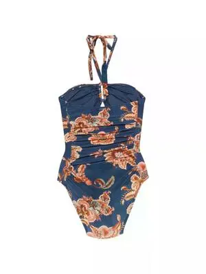 Zimmermann Aster Floral-print One-piece Swimsuit - Blue