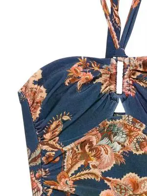 Zimmermann Aster Floral-print One-piece Swimsuit - Blue
