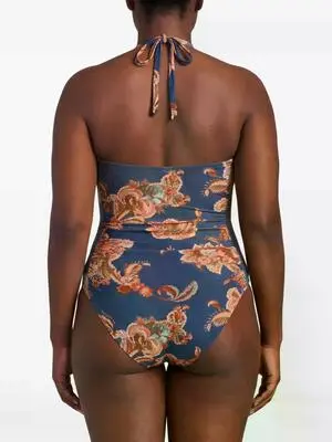 Zimmermann Aster Floral-print One-piece Swimsuit - Blue