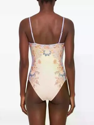 Zimmermann Indra Bamboo-trim Swimsuit - Neutrals