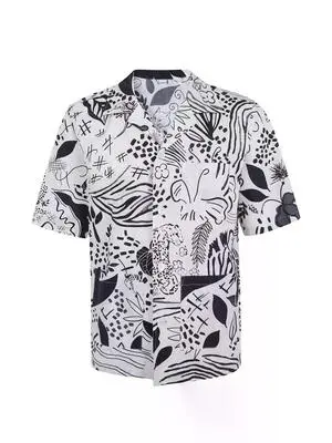 Aspesi Abstract-print Short-sleeve Shirt - White