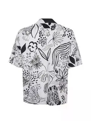 Aspesi Abstract-print Short-sleeve Shirt - White