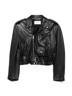 Saint Laurent Belted Biker Jacket - Black