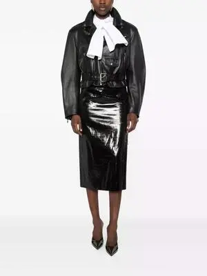 Saint Laurent Belted Biker Jacket - Black