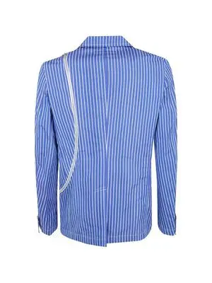 Comme Des Garçons Stripe-pattern Zip-detail Suit Jacket
